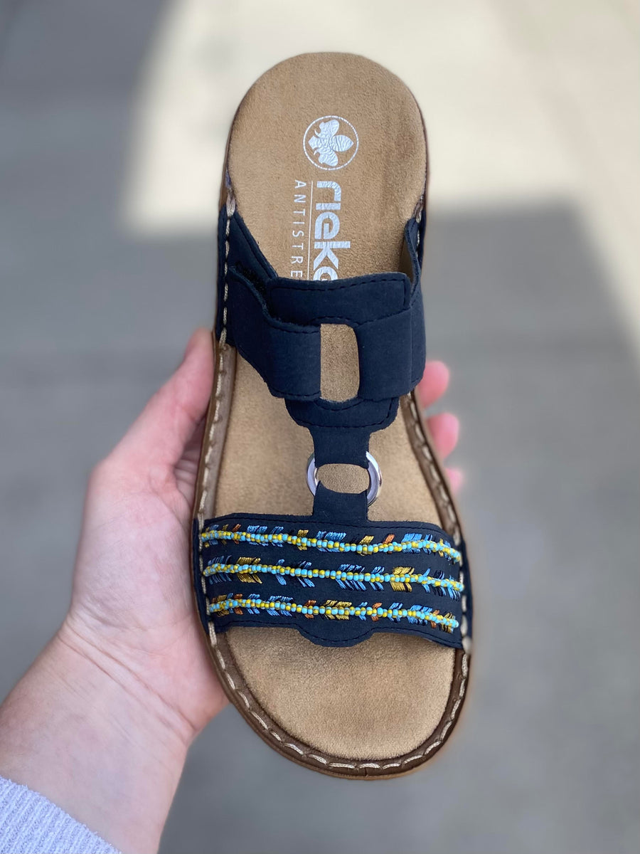 Rieker - Regina Slide - Blue – Walk Rite Shoes